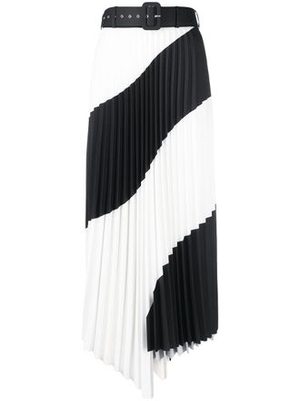 Off-white jupe mi-longue Spiral &agrave; design pliss&eacute; - Blanc