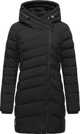 Ragwear Manteau de pluie imperméable pour femme - Manteau dhiver chaud doublé - Manteau long avec capuche - Teela - XS à XXL, Noir, L