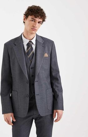 Asos Veste de costume ajust&eacute;e en aspect laine &agrave; chevrons - Marine-Bleu marine