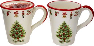 MamboCat Maestro Natale 2er Set Kaffeebecher I 340ml, H&ouml;he 12cm I italienische Keramik-Becher mit Henkel f&uuml;r 2 Personen I Tassen mit Weihnachtsdekor f&uuml;r Gl&uuml;hwe