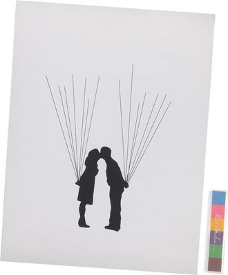 Amosfun Ballon Fingerabdruck Hochzeit Gästebuch 30x40cm Romantische Fingerabdruck Sign-in Kunst Für Hochzeit