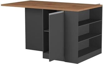 Dmora Kücheninsel Osvaldo, Mehrzweckschrank, Küchenzeile Schrank, Zusätzlicher Tisch, 100% Made in Italy, 160 x 90 x 90 cm, Anthrazit und Eiche