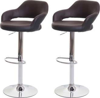 Mendler 2er-Set Barhocker HWC-F16, Barstuhl Tresenhocker Drehhocker, mit Lehne Kunstleder - braun-schwarz