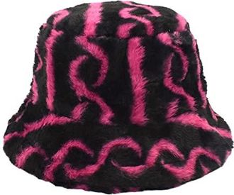 Generic Cocila Dames Rayé Hiver Chaud PêCheur Chapeau Hommes à La Imitation Lapin ExtéRieur De Soleil Bonnet en Satin (Hot Pink One Size) Bonnet Satin Cheveux