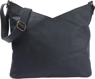 Leconi LE0065 Sac à bandoulière en cuir souple naturel pour femme 32 x 29 x 3 cm, bleu marine, m
