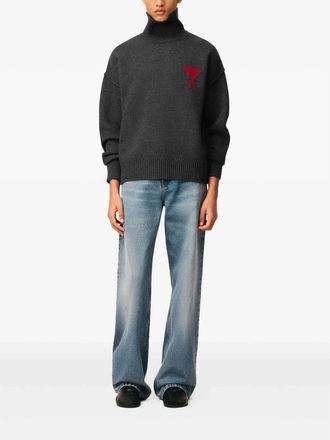Ami Ami De Coeur Funnel-neck Wool Sweater