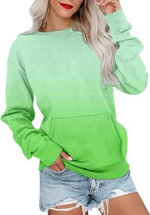 Generic Sweat-shirt pour femme - Couleur unie - Haut surdimensionn&eacute; &agrave; col rond - Manches longues - Automne - Hiver - D&eacute;contract&eacute; - Confortable - Tendance - Co