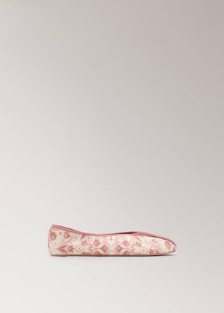 Mango Ballerines en satin imprim&eacute; &agrave; finitions contrastantes rose - Femme - 36 - MANGO