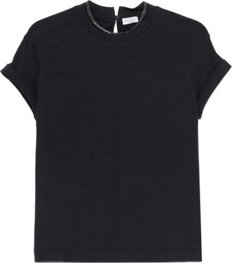 Brunello Cucinelli bead-detailed blouse - Blau