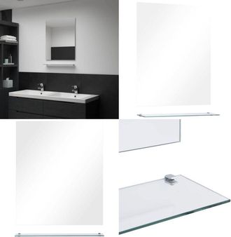 vidaXL Wandspiegel mit Regal 50×60 cm Hartglas - Wandspiegel - Spiegelschrank - Badezimmerspiegel - Wohnraumspiegel - Schlafzimmerspiegel - Home & Living