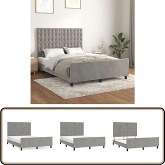 vidaXL Bettgestell ohne Matratze Hellgrau 140x190 cm Samt - Samtbettwäsche - Bettestel - Doppelbett - Boxspringbett - Hochbett