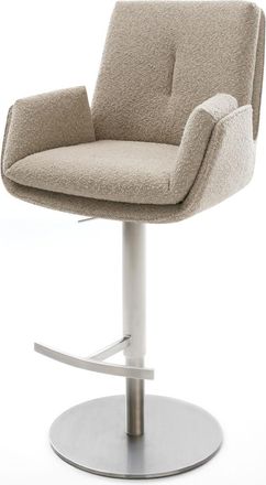 DELIFE Barstuhl Clea-Flex Boucl&eacute; Schlamm Drehfu&szlig; h&ouml;henverstellbar Edelstahl Silberfarben, Barst&uuml;hle
