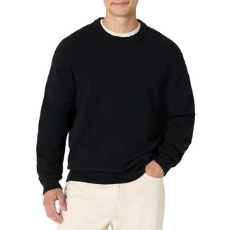 Amazon Essentials (S&eacute;lection de Demi) Pull &agrave; Col Rond Textur&eacute; en Coton M&eacute;lang&eacute;, Coupe D&eacute;contract&eacute;e Homme, Noir, XL