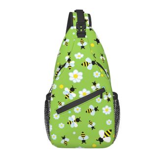 AOOEDM Süße Bienenmuster Sling Bag Crossbody Sling Rucksack Cartoon Biene Schulter Brusttasche für Frauen Männer Reisen Wandern