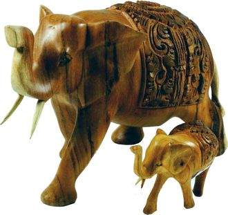 Guru Shop Geschnitzter Deko Elefant, Braun, Size:gro&szlig; (20x30x14 cm)