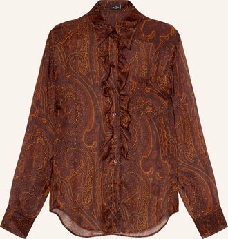 Etro Etro Hemdbluse Aus Seide Mit R&uuml;schen rot