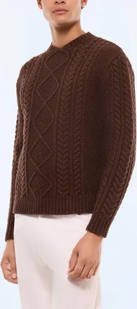 Fursac Pull torsad&eacute; &agrave; col rond en laine - Taille XL - Homme