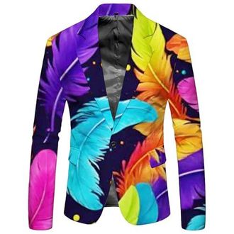 Generic Veste pour homme - Impression num&eacute;rique 3D - Multicolore - Costume de carnaval - Blazer Slim Fit - Motif amusant - Veste de costume - Tenue de f&ecirc;te po