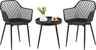 Eggree Ensemble table et 2 chaises, fauteuils lounge avec accoudoirs et pieds en m&eacute;tal, chaises de cuisine pour bureau, cuisine, noir
