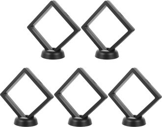 Aboofan Schmuckdisplay Aufbewahrungsbox 9X9cm Schwarz 5 St&uuml;ck Klare Vitrine mit Schwebeeffekt Displayrahmen f&uuml;r M&uuml;nzen Pins und Kleine Sammlerst&uuml;cke