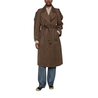 Low Classic Trenchcoat aus Kunstwildleder - - Coats - Damen - Braun - S