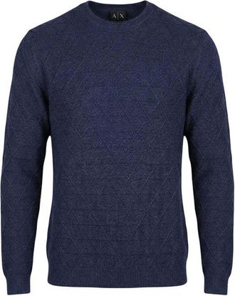 A|X Armani Exchange Geometric-Embossed Viscose Sweater - Navy