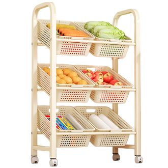 Generic Rollwagen Rahmen Aus Kohlenstoffstahl Herausnehmbarer Hohlkorb K&uuml;chenaufbewahrungs-Organizer K&uuml;chenwagen f&uuml;r Die K&uuml;che, W&auml;scherei und Enge Stellen(55 