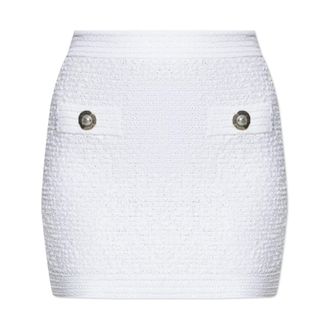 Balmain Kurzer Tweedrock mit Applikationen - - Skirts - Damen - Wei&szlig; - S