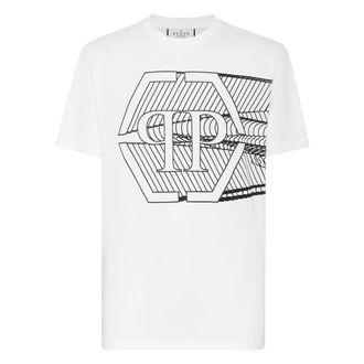 Philipp Plein T-Shirt Rundhals Totenkopf & Knochen - - Tops - Herren - Wei&szlig; - S