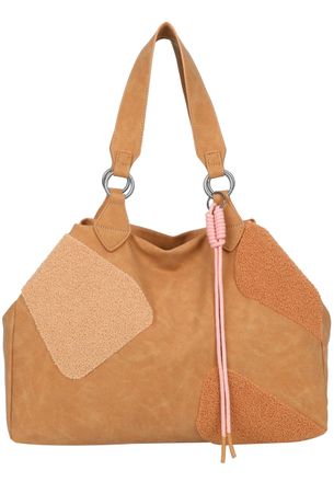 Fritzi Aus Preußen Fritzi Izzy Medium Limited Happy Flocked Heritage Soft Chestnut Shopper Kunstleder Damen Handtasche Festival City vegan Flockdetails 29 x 42 x 15 cm, 