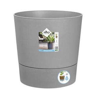 ELHO Greensense Aqua Care Rond 35 - Pot De Fleurs pour Int&eacute;rieur & Ext&eacute;rieur - &Oslash; 34.5 x H 34.1 cm - Gris/Ciment Clair