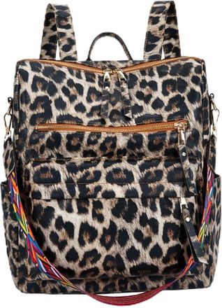 BESTONZON Gro&szlig;er Sch&uuml;lerrucksack mit Leopardenmuster aus Pu Vielseitiger Tagesrucksack und Modische Schultertasche f&uuml;r Schule Reisen und Alltag