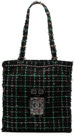 Chanel Shopper - Large Tweed Resin Embellished Robot Shopping Tote - Gr. unisize - in Schwarz - f&uuml;r Damen