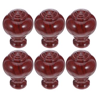 Cabilock 6 St&uuml;ck Vorhangstangen Endkappen Dekorative Holzfurnier Finials f&uuml;r Gardinenstangen Einfache Installation Passform f&uuml;r Wohnzimmer und Schlafzimmer