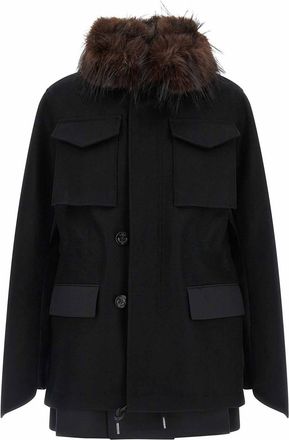 sacai Manteau Au Genou - Noir