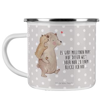 Mr. & Mrs. Panda Camping Emaille Tasse Papa B&auml;r - Geschenk, Vater, Sohn, Emailletasse, Vati, Mama, Familie, Danke Papa, Papi, Emaille Tassen, Oma