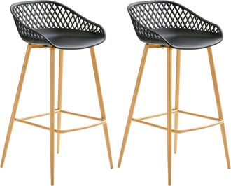 IDIMEX Barhocker IREK im Retro-Design, bequemer Tresenhocker im 2er Pack, praktischer Bistrostuhl aus Kunststoff in schwarz