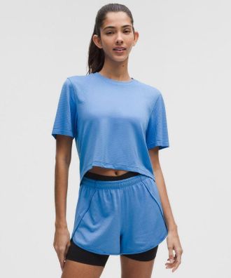 lululemon Swiftly Crop-T-Shirt im Oversized Fit für Frauen - Größe 10 in Pool Party