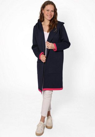 Zwillingsherz Strickjacke Mona Kapuze, Taschen, Kontrast-Kanten, Langarm, ohne Verschluss