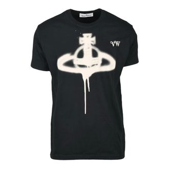Vivienne Westwood Homme, Tops, Noir, Taille: M T-shirt en coton &agrave; col rond