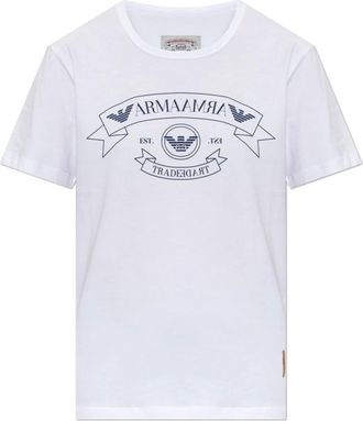Emporio Armani Femme, Tops, Blanc, Taille: 40 FR T-Shirt Imprim&eacute;
