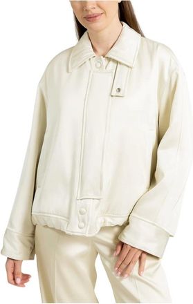 Jil Sander Femme, Vestes, Beige, Taille: 38 FR Veste &agrave; Ourlet &Eacute;lastiqu&eacute; et Fermeture Boutonn&eacute;e