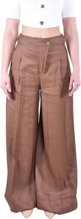 Elisabetta Franchi Femme, Pantalons, Brun, Taille: 38 FR Pantalon Palazzo