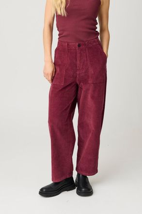 Knowledge Cotton Apparel Damen vegan Hose Bloom Barrel Cord Burgund