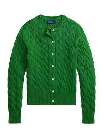 Ralph Lauren Cable-Knit Crewneck Cardigan - Green