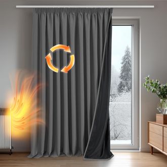 Deconovo 100% Verdunklungsvorh&auml;nge Blickdicht Vorh&auml;nge mit kr&auml;uselband Gardinen Wohnzimmer Vorhang Verdunkelung Thermovorh&auml;nge gegen Hitze W&auml;rmeisolierend, H22