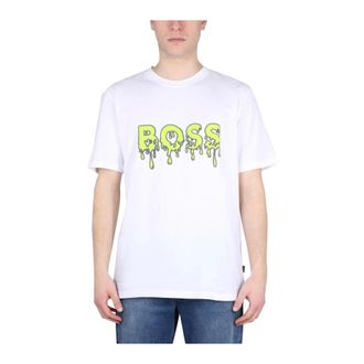 HUGO BOSS T-shirt &agrave; logo graphique - Homme - Tops - Blanc - Taille: XL