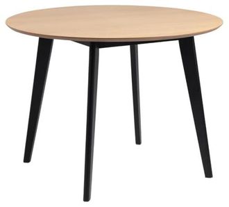 AC Design Furniture Roxanne Runder Esstisch für 4 Personen in Eichenoptik/Schwarz, Ø:105xH:76cm, Küchentisch mit Eichenfurnier und Beinen in Eichenoptik Gebeizt,Moderner 