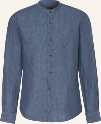 Olymp Leinenhemd Casual Regular Fit Mit Stehkragen blau