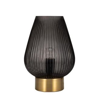 Pauleen 48158 Crystal Gloom Tischleuchte Anthrazit Tischlampe Kristall-Look max40W E 27 Rauchglas/Messing 230V Glas, Smoke Glass